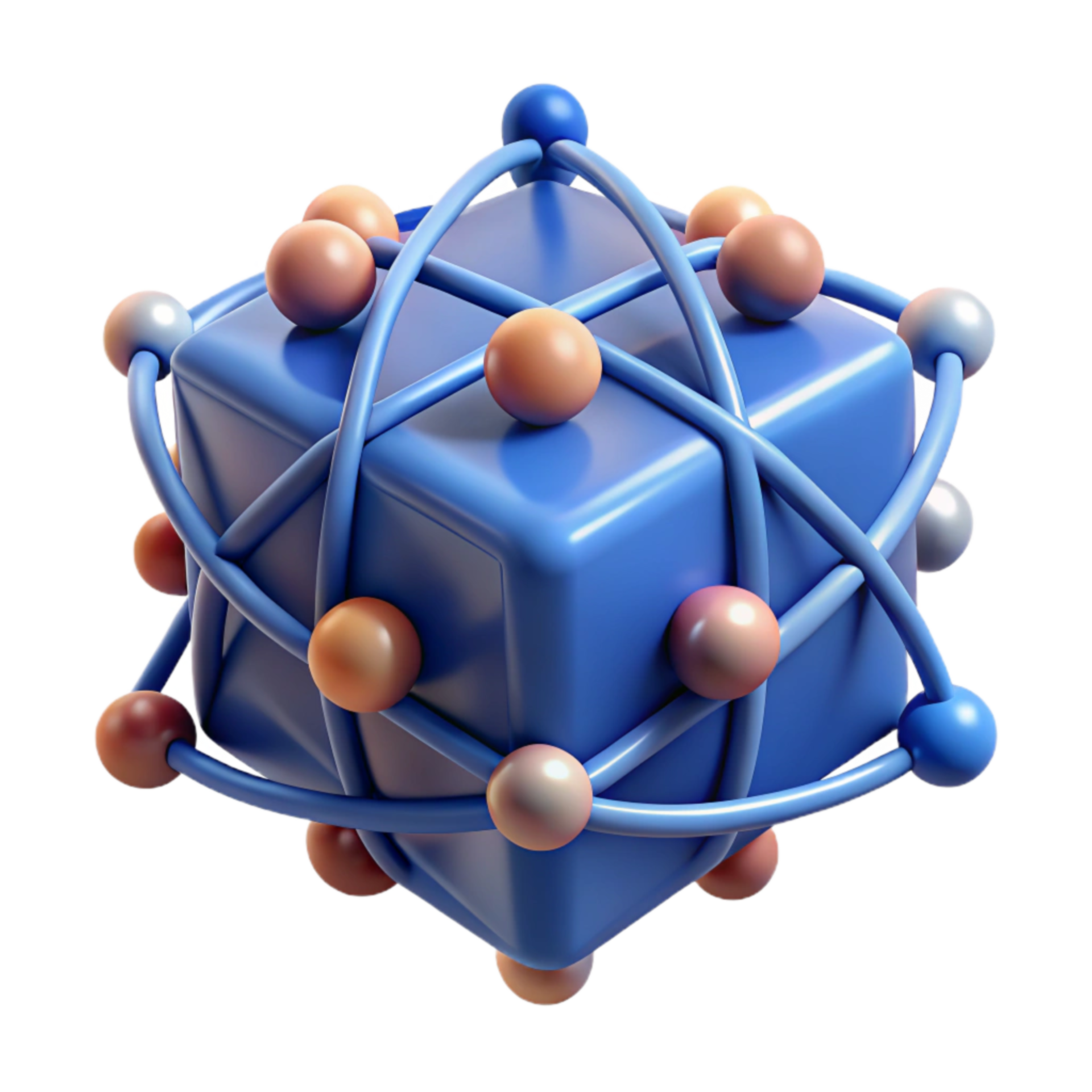 Networked Cube Abstract 3d Model Of Interconnected Spheres 54717386 Png