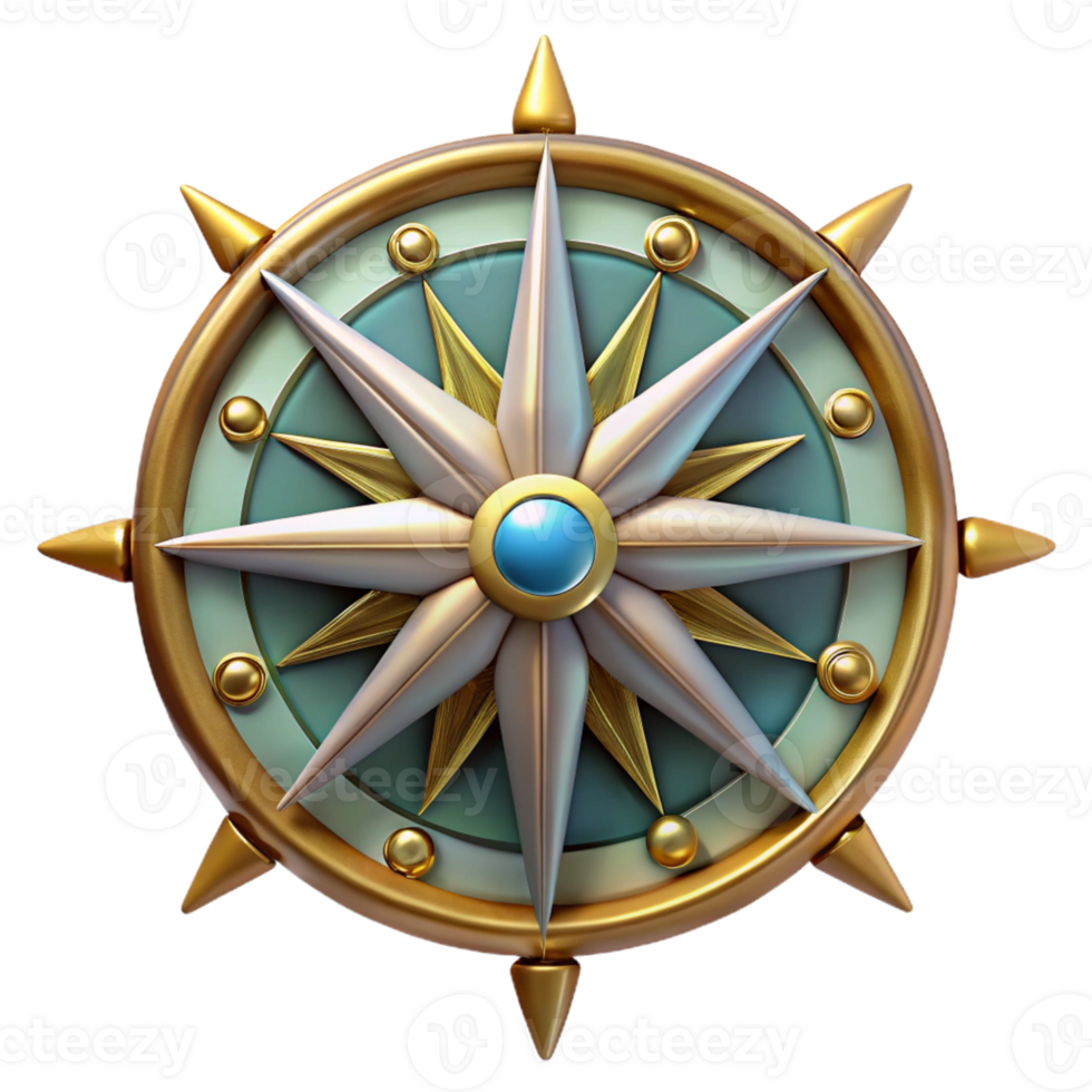 3d Gold Compass Star Illustration 54718034 Png
