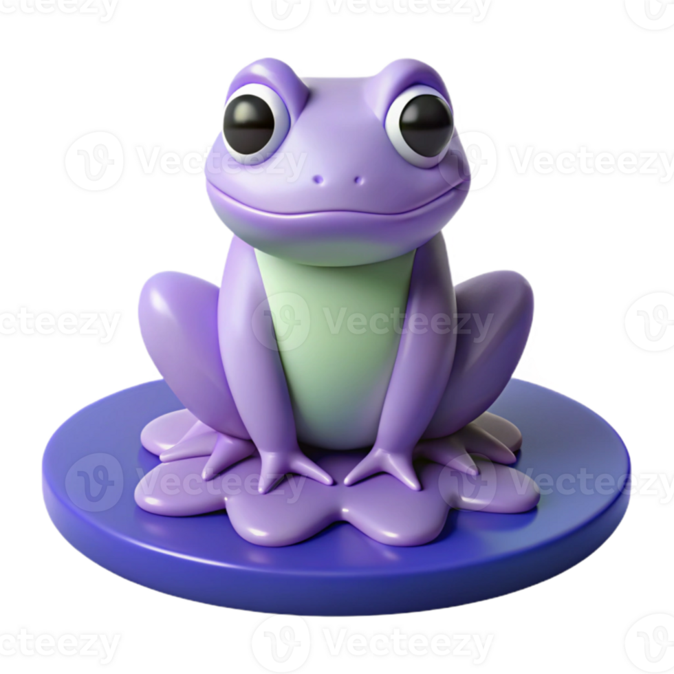 Cute Purple Frog 3D Render 54718880 PNG