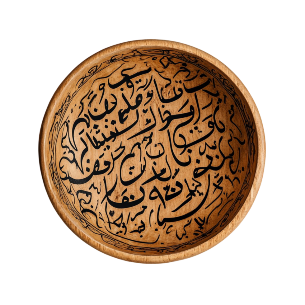 Wooden Bowl With Islamic Calligraphy 54722105 Png