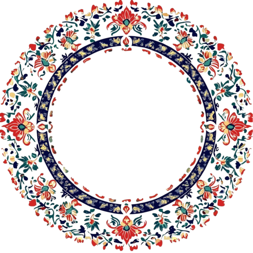 Circular Frame With Floral Designs 54722257 Png