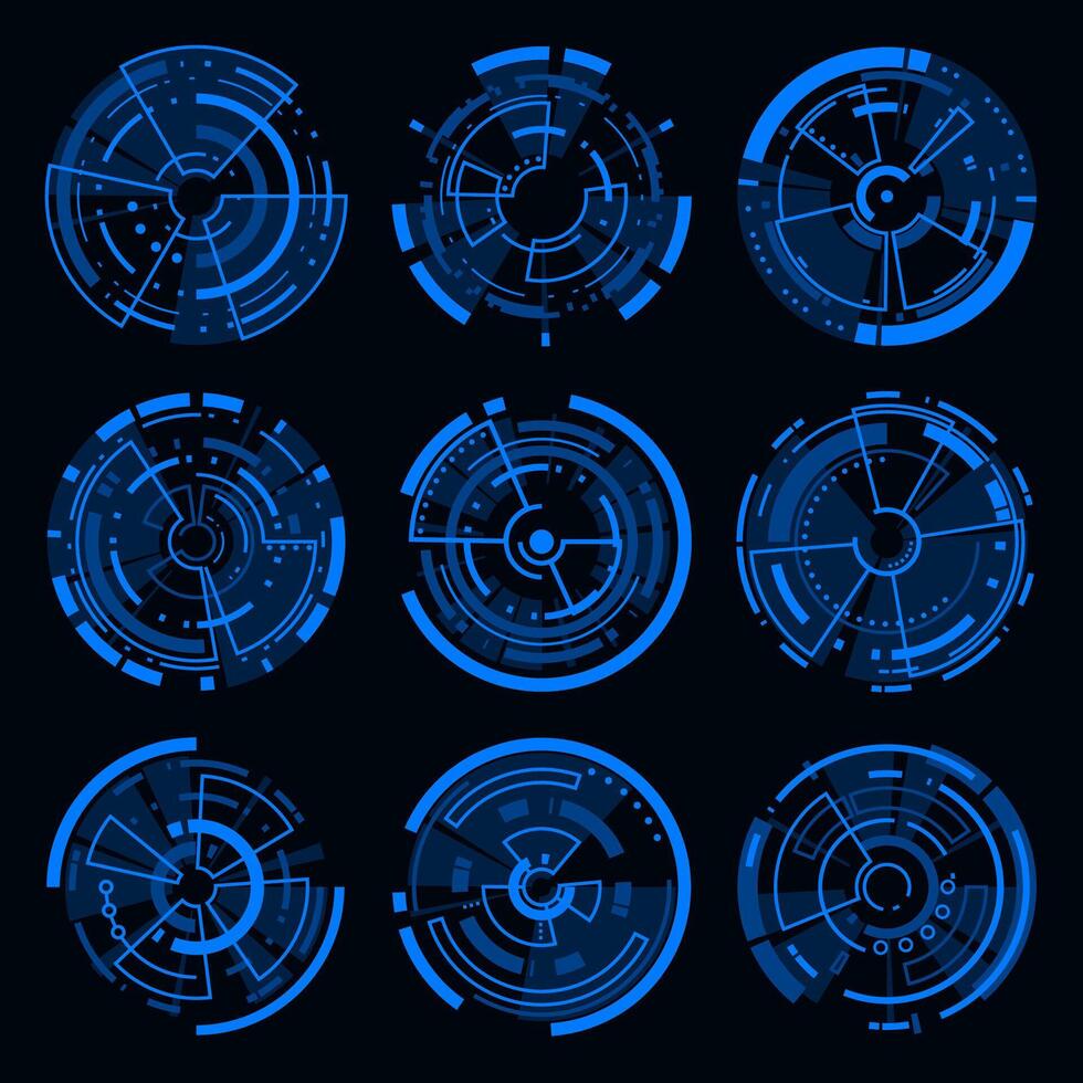 HUD futuristic. Fantastic circle technical drawing. Technology abstract circle design element ...
