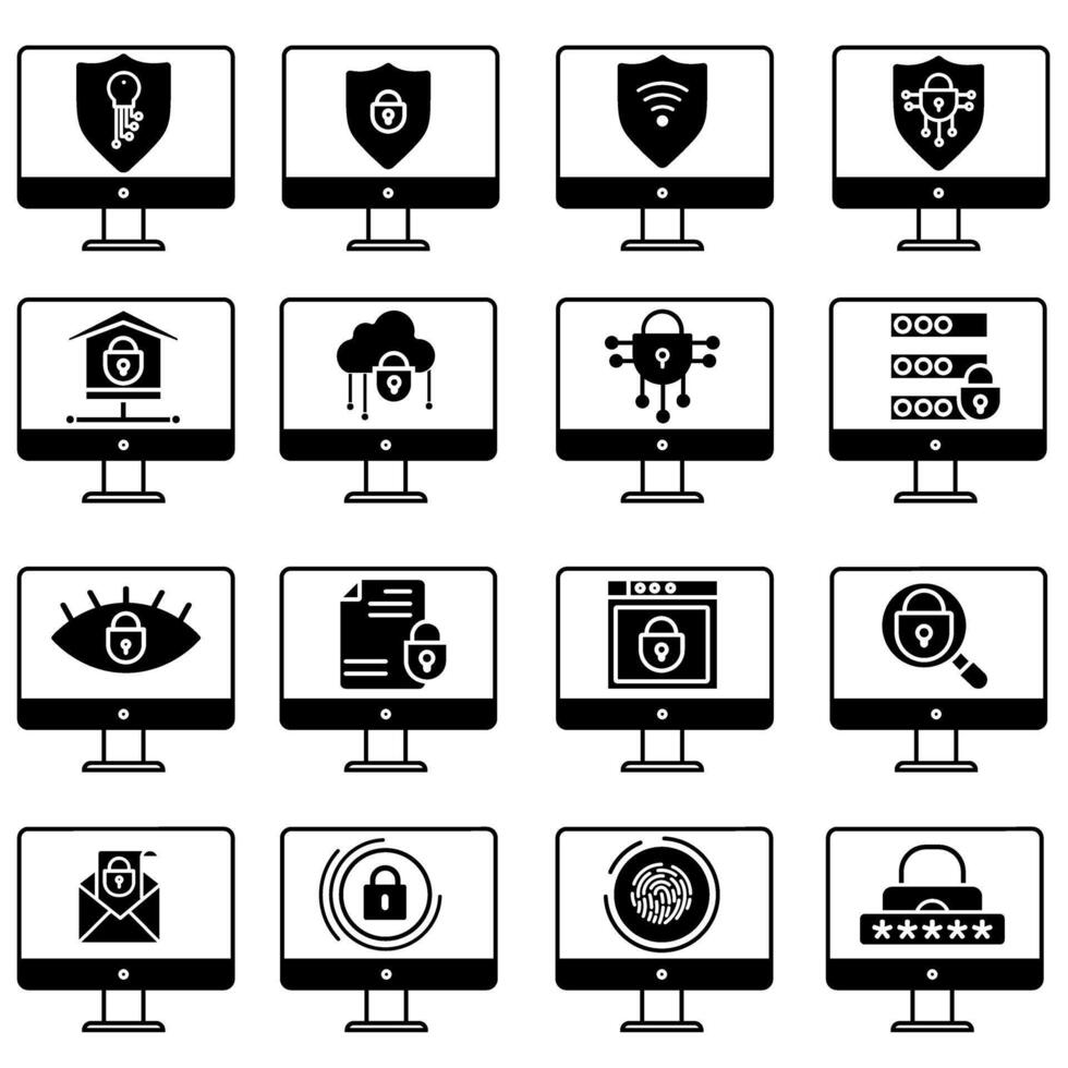 Password Icon Set Protection Illustration Sign Collection Security