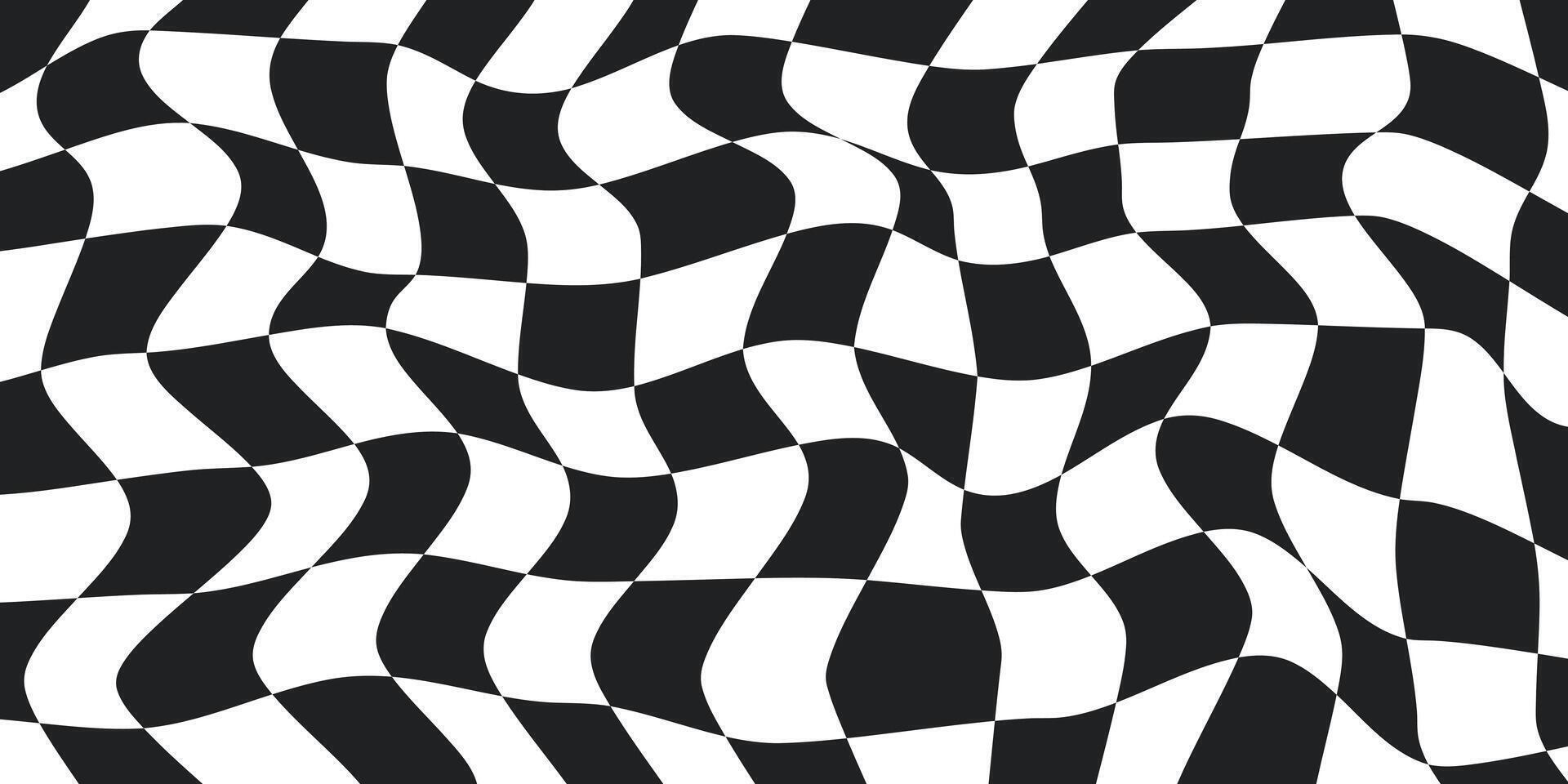 Twisted checkered background. Abstract pattern. Black and white colors ...