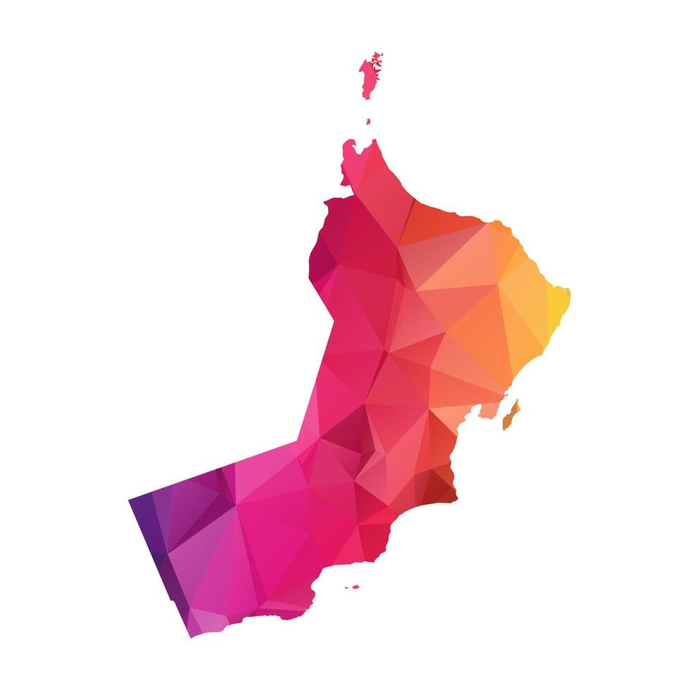 Abstract Polygon Map - Low Poly Color Rainbow Oman map of isolated. 54748543 Vector Art at Vecteezy