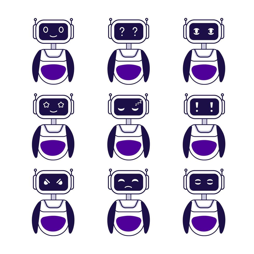 Robot Emotion Set Chatbot Avatar Chatbot Character Head With Different Feelings Digital