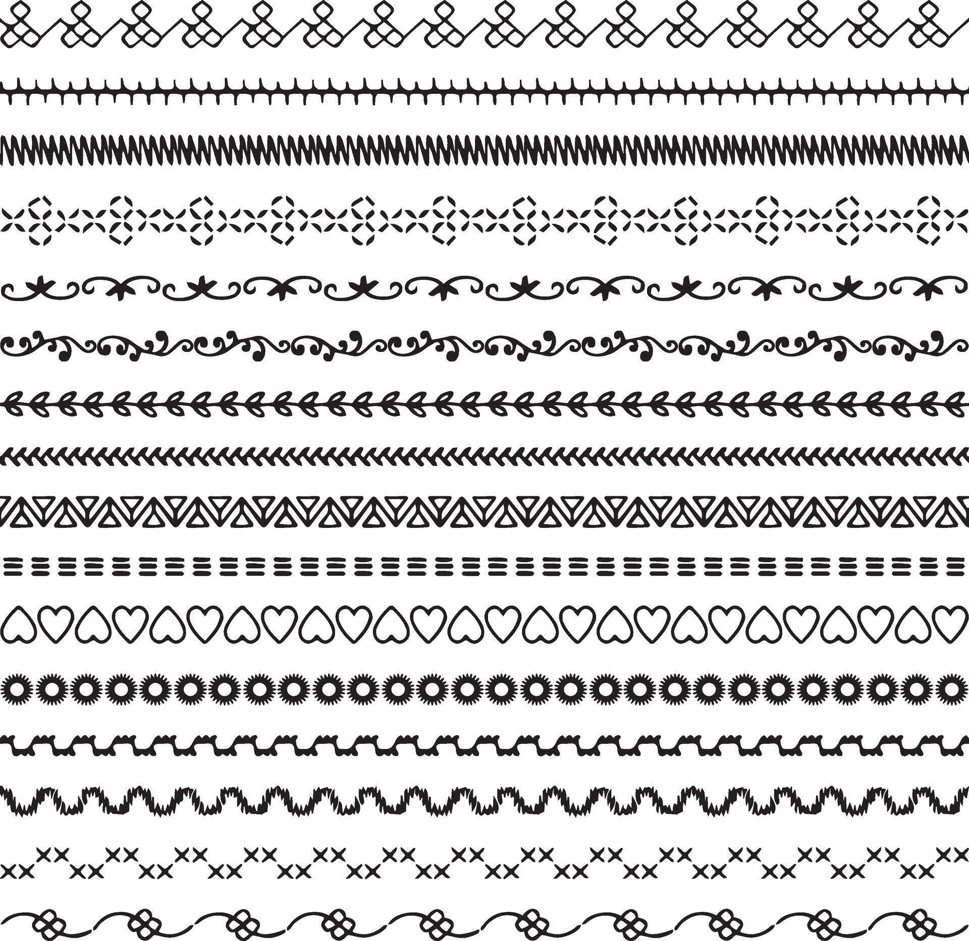 hand drawn embroidery stitched black border patterns 54763934 Vector ...