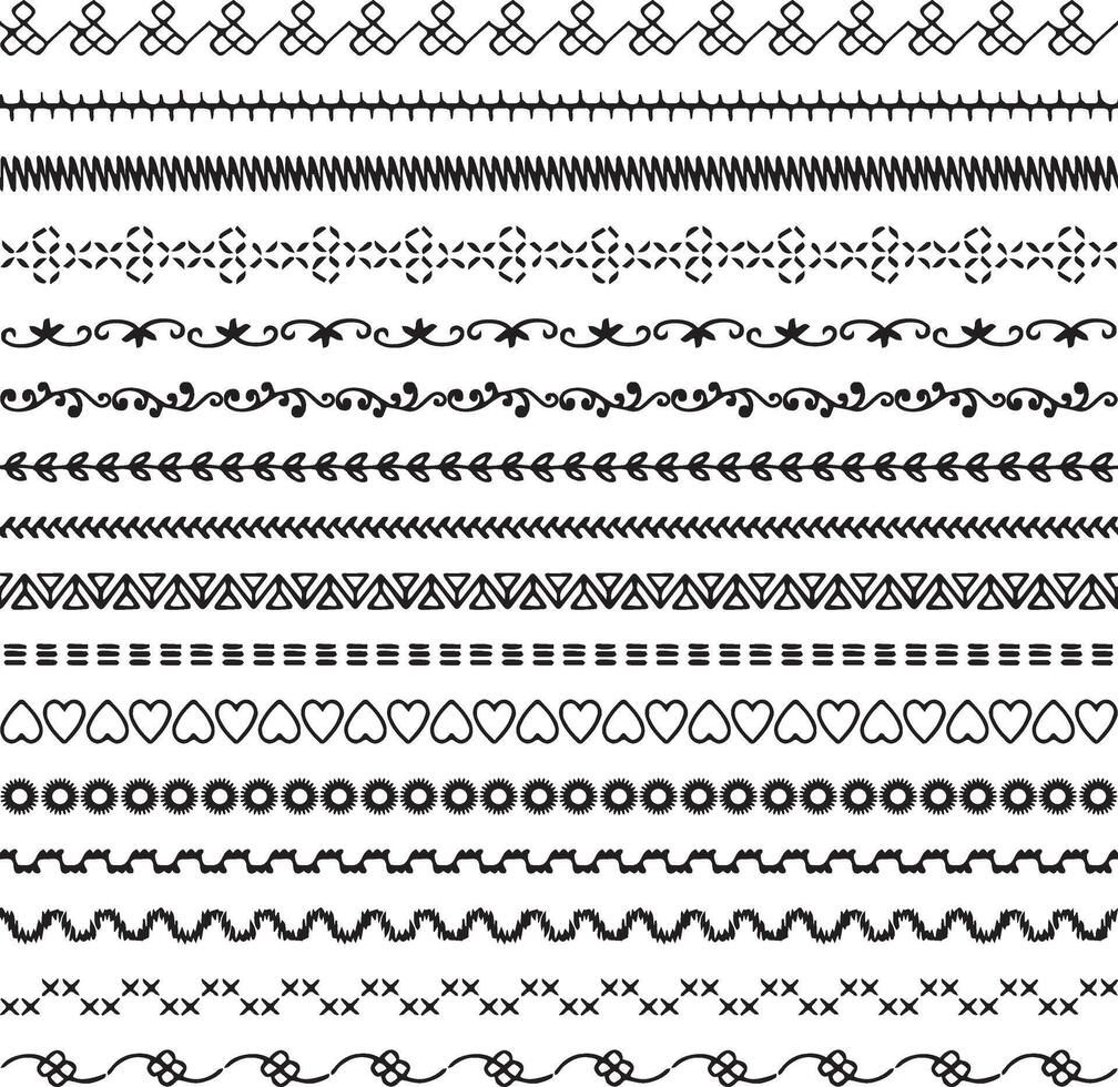 hand drawn embroidery stitched black border patterns 54763934 Vector ...