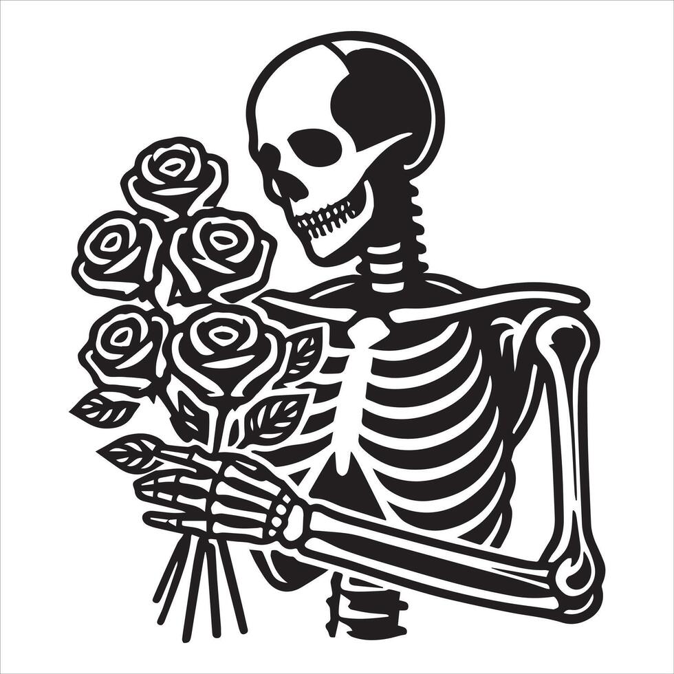 Gothic Skeleton with Rose Clipart 54769391 Vector Art at Vecteezy