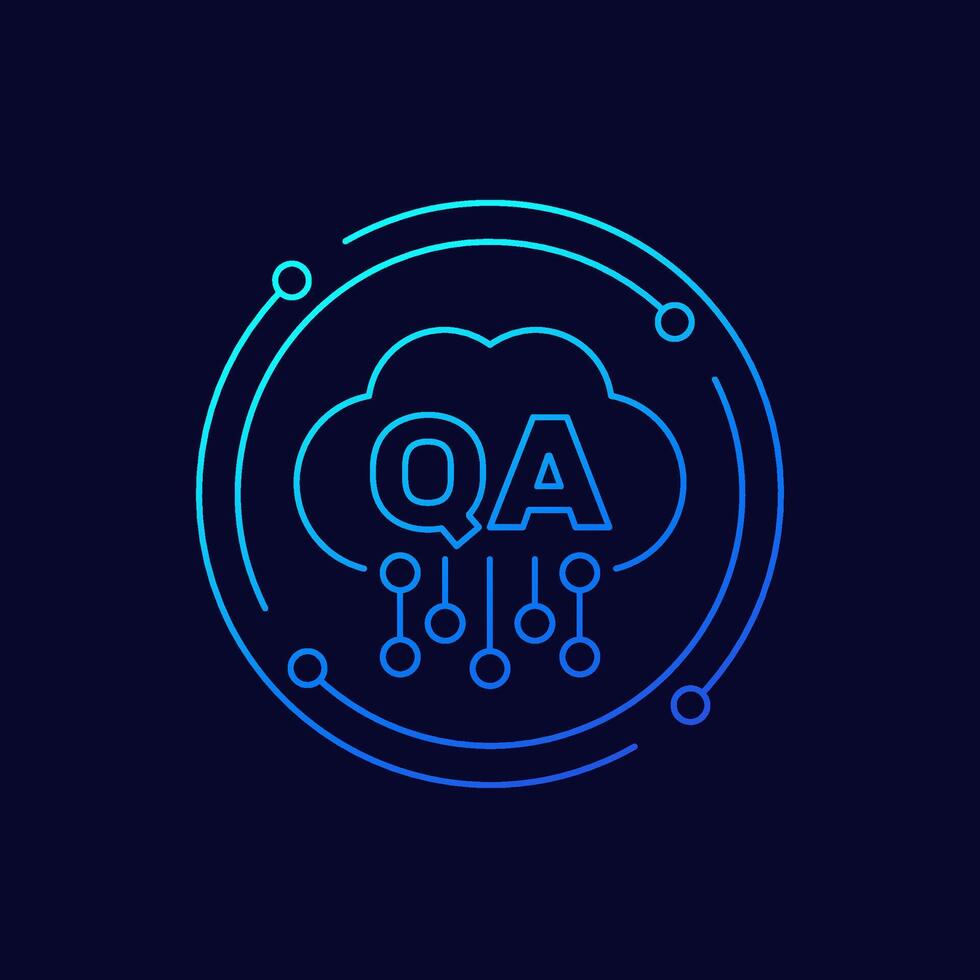 qa icono con nube, calidad garantía lineal diseño 54773885 Vector en ...