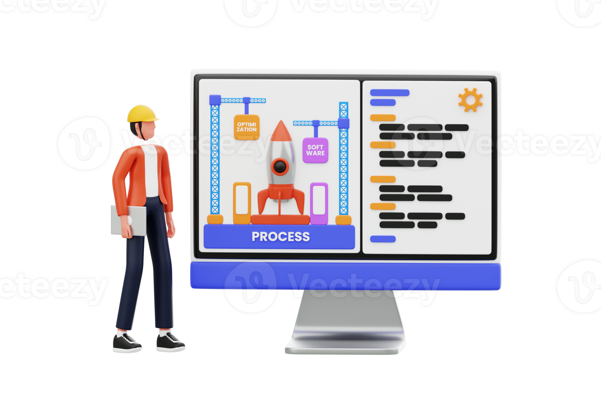 Web Development 3D Illustration. Professional programmer 3d ...