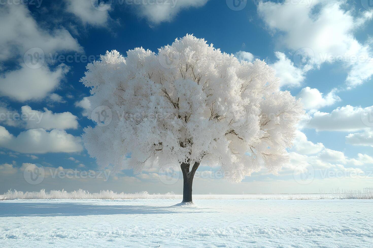 Majestic Snow-Covered Tree in Winter Wonderland Landscape for Nature ...