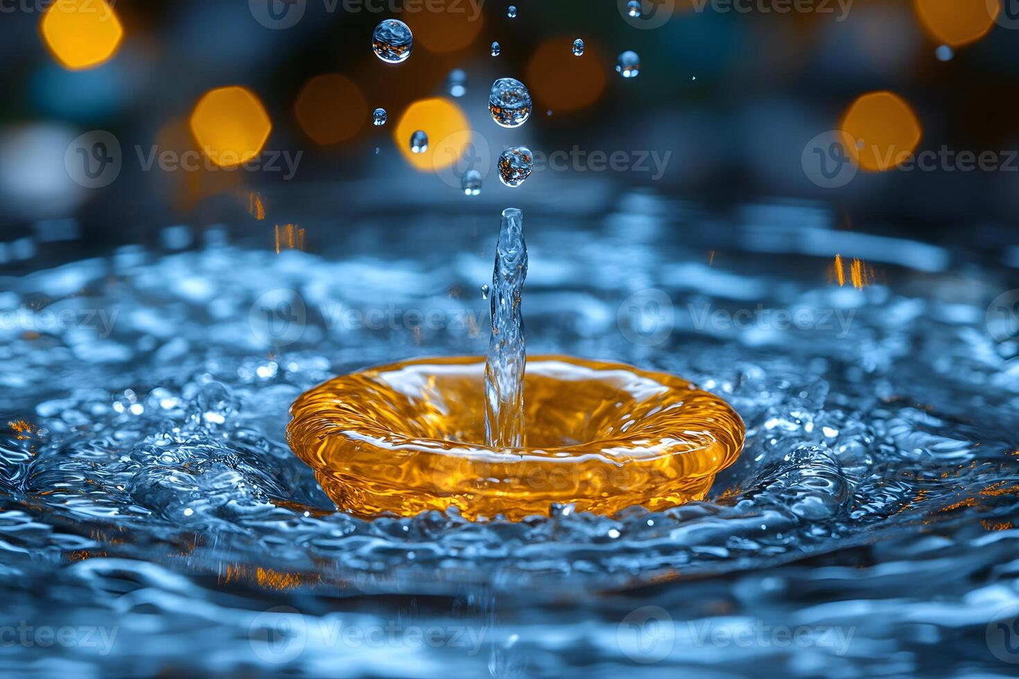 Water Droplet Splash with Bokeh Background for Abstract Design 54784242 Stock Photo at Vecteezy