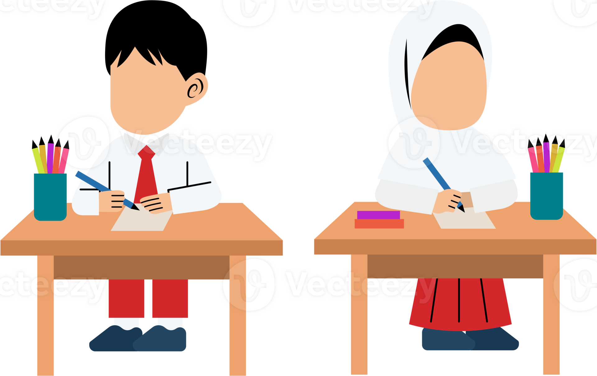 clipart of two children sitting at a desk with pencils and pens ... clipart of two children sitting at a desk with pencils and pens ...