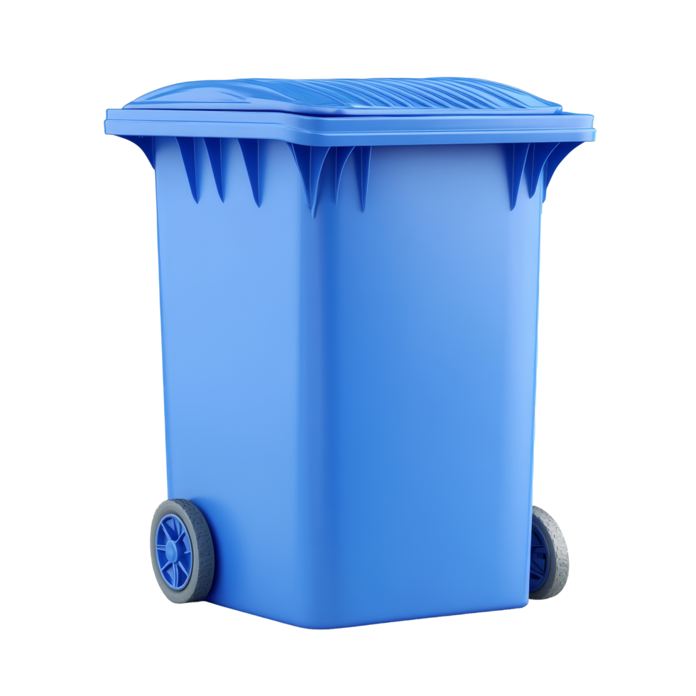 Blue rubbish bin on a transparent background for waste disposal and recycling purposes, Blue ...