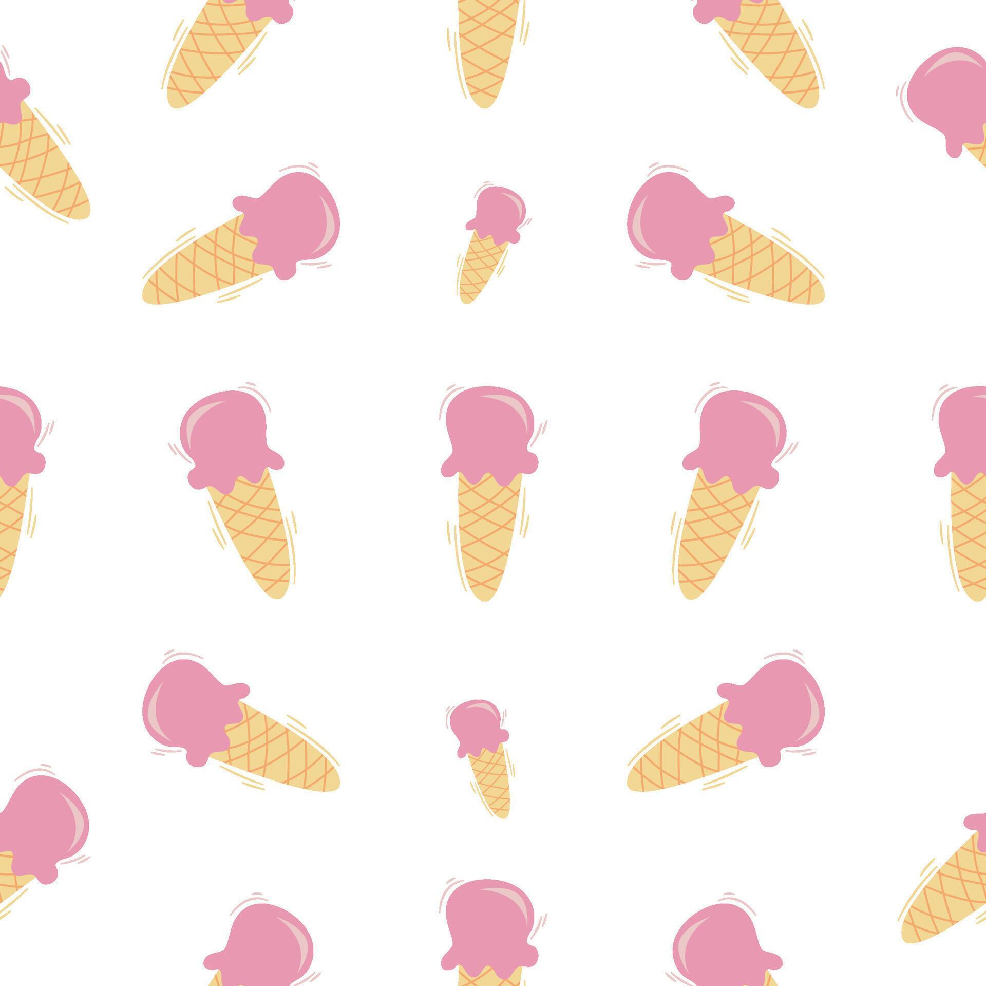 Strawberry ice cream cone pattern. Ice cream cone seamless pattern for ...