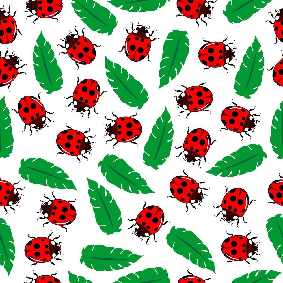 leaf and lady bug ladybug seamless pattern background 54842287 Vector ...