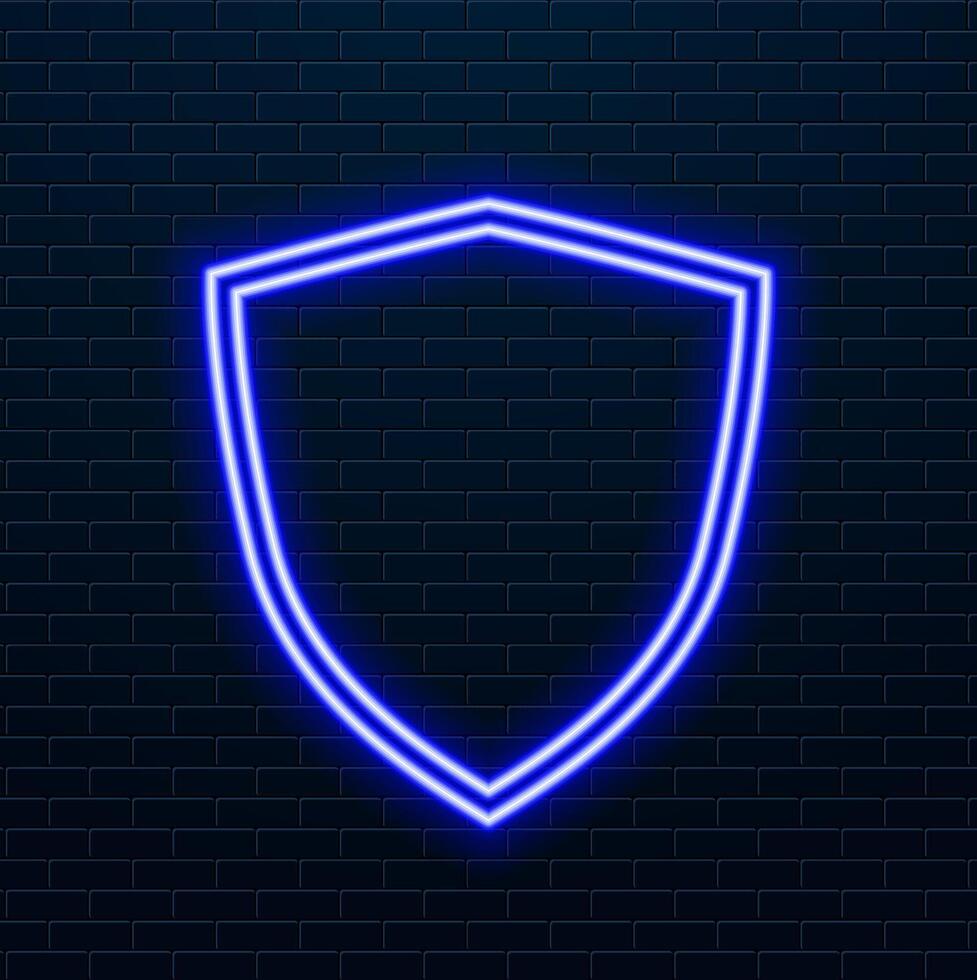 Neon shield symbol on black background 54843896 Vector Art at Vecteezy
