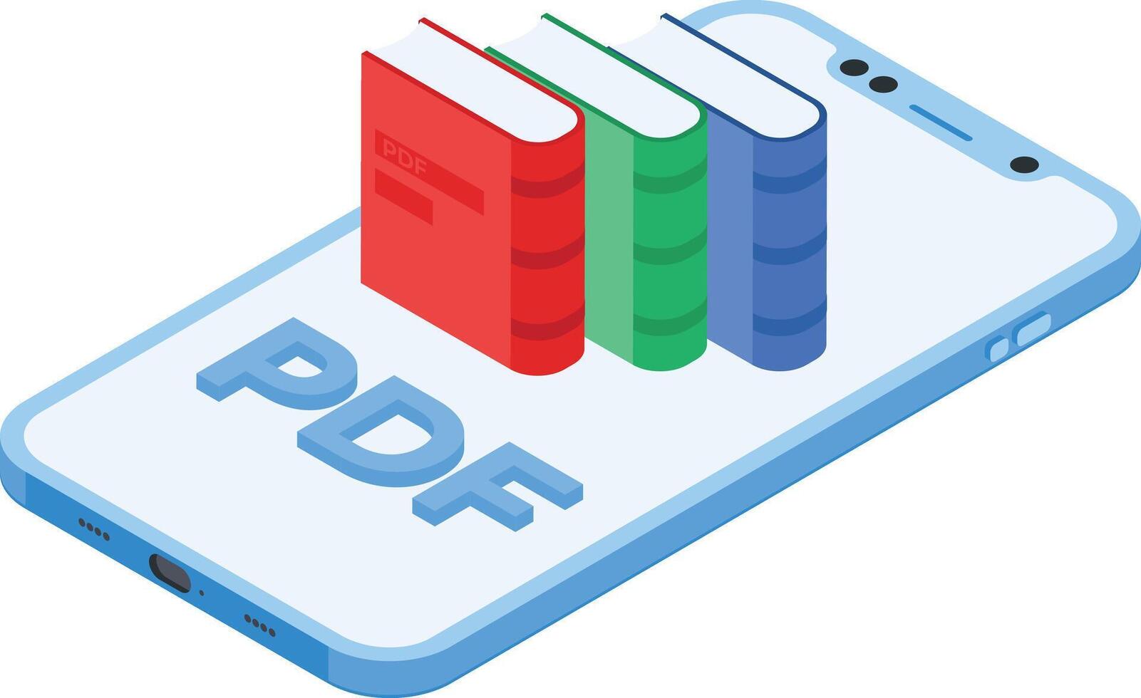 3D Digital Library Illustration with PDF Books on a Smartphone 54848729 ...