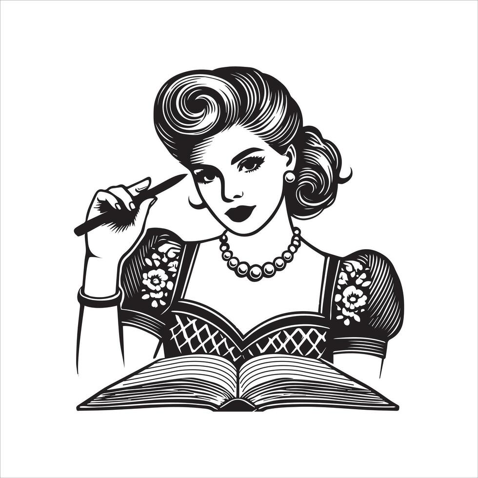 Pinup Girl in Library Reading 54849142 Vector Art at Vecteezy Pinup Girl in Library Reading 54849142 Vector Art at Vecteezy