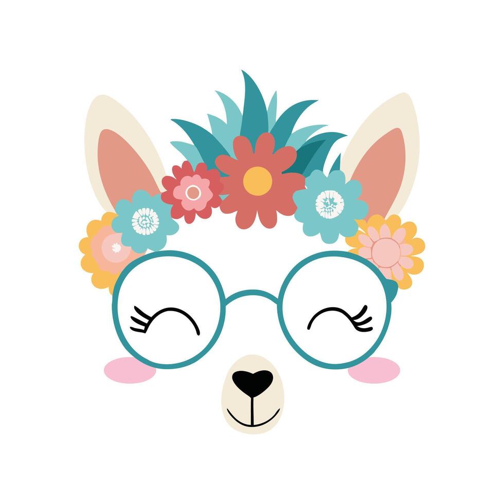 llama ilustración con pastel flor corona 54849465 Vector en Vecteezy