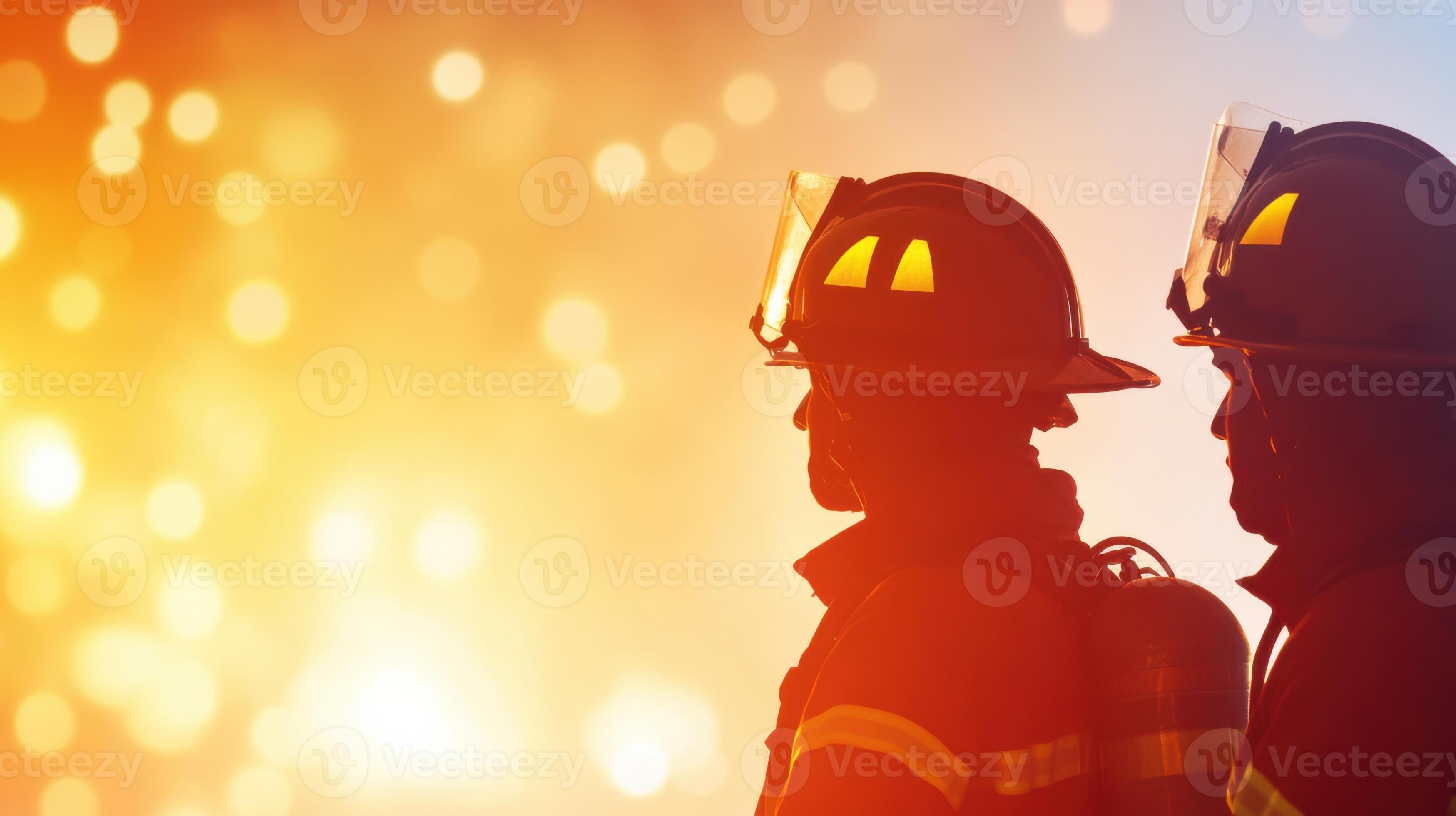 Urban firefighters battling a massive blaze at night amidst thick smoke ...