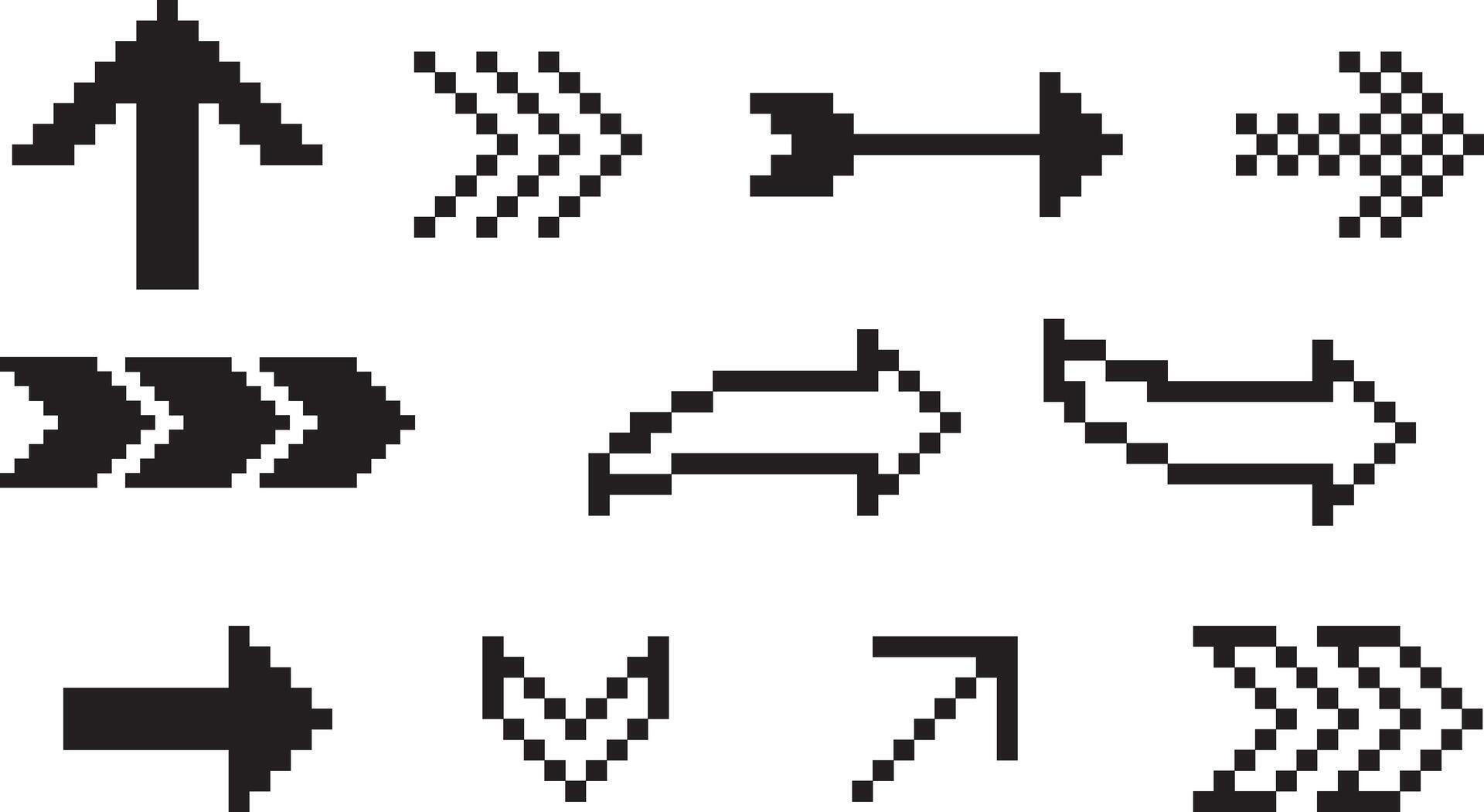 A set of pixel arrows, a double arrow. collection of 8 bit arrow direction 54866251 Vector Art ...