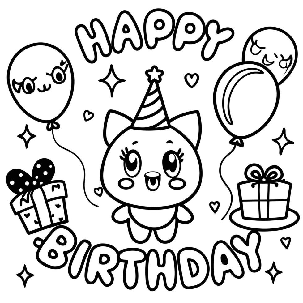 birthday coloring pages for kids 54872461 Vector Art at Vecteezy