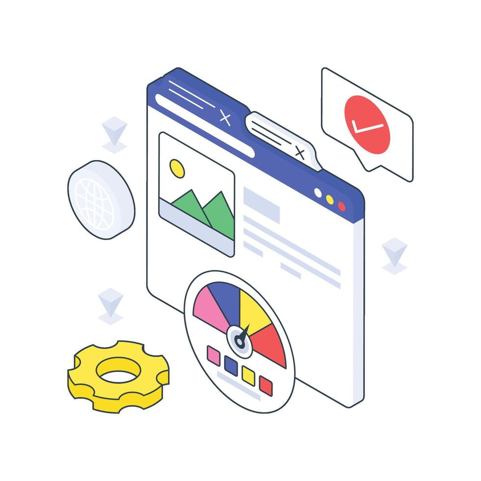 Web PerFormance isometric Colored illustration 54920036 Vector Art at ...