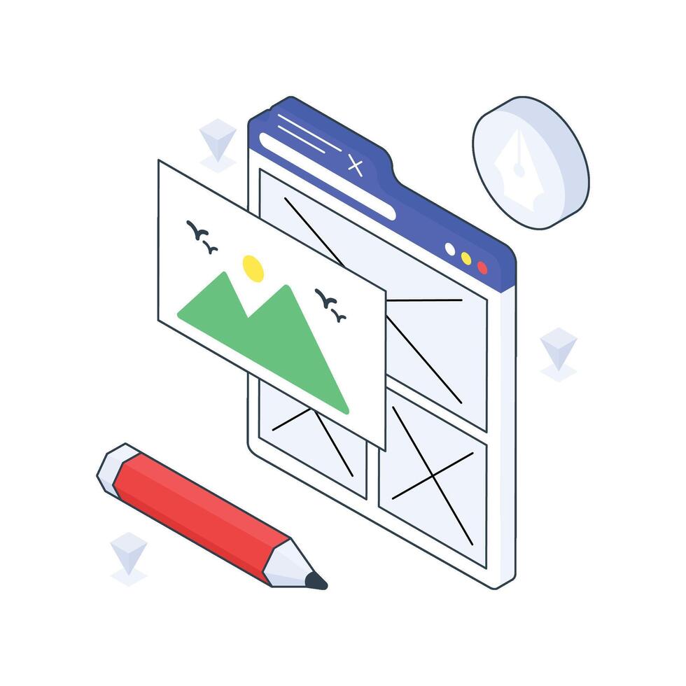 Website Layout Developing isometric Colored illustration 54920041 ...