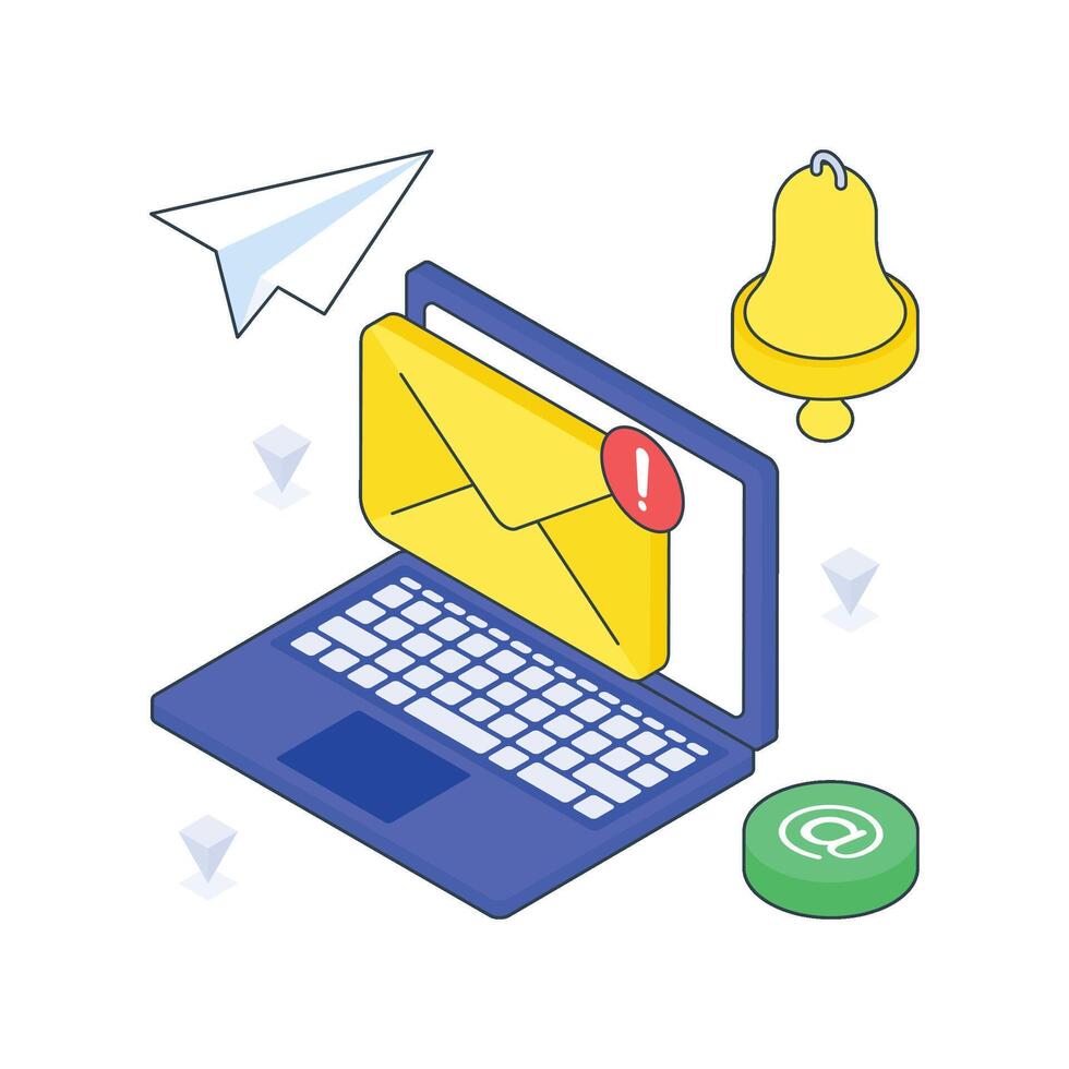 Email Alert isometric Colored illustration 54920066 Vector Art at Vecteezy