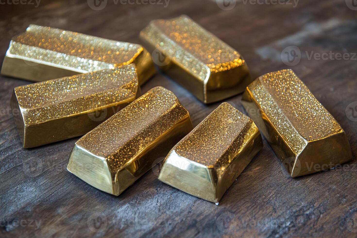 Shiny Gold Bars on Wooden Surface with Glittering Texture for Wealth and Investment Concept ...