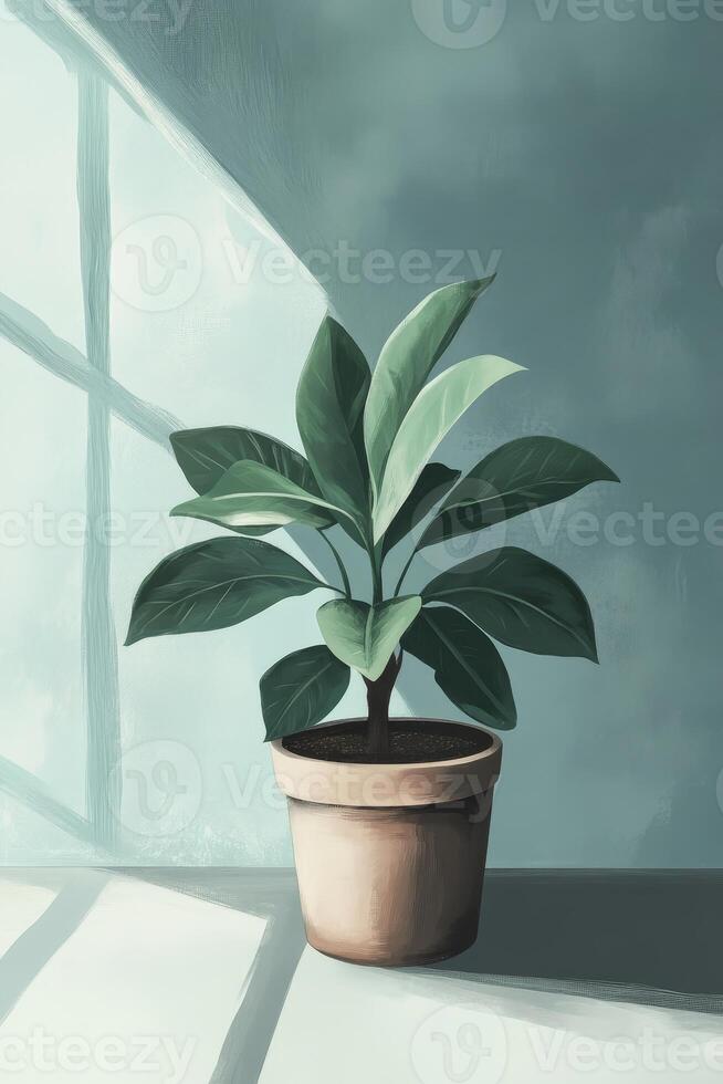 Decorative Potted Plant in Art Gallery with Calm Background and ...