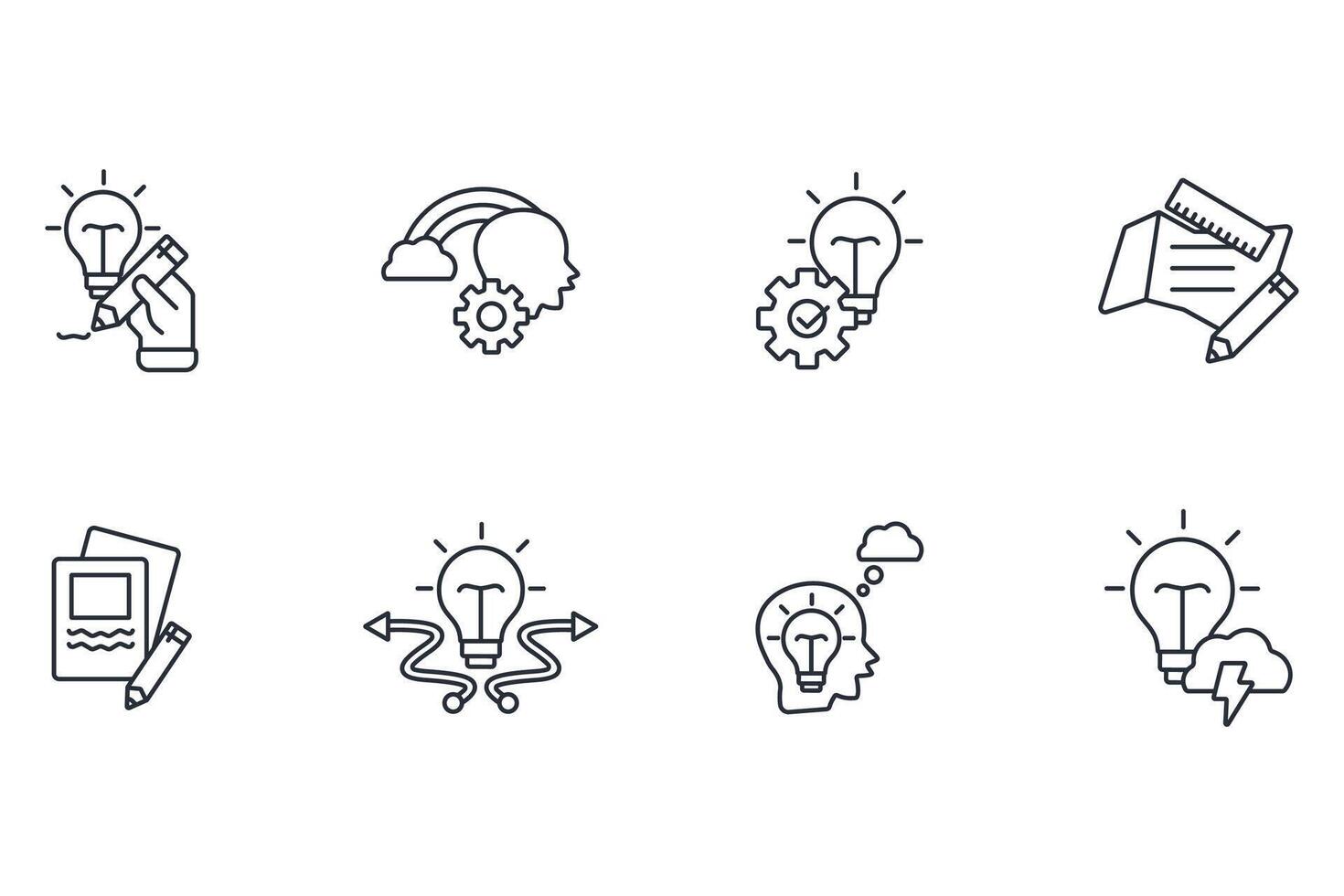 Creativity icon. set..Editable stroke.linear style sign for use web ...