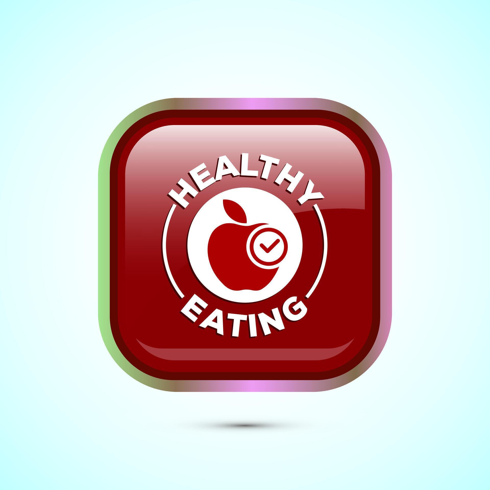 Healthy eating icon design illustration. Healthy food sign symbol. Red ...