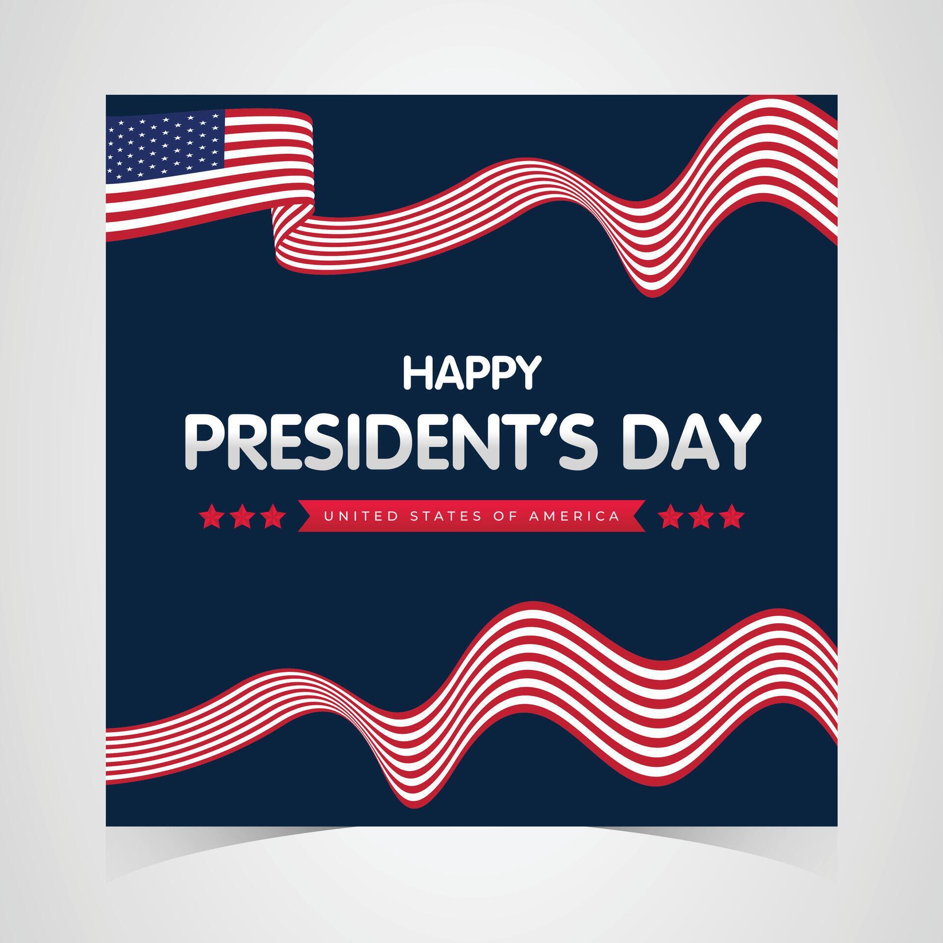 Happy presidents day banner with flowing red and white abstract wave ...