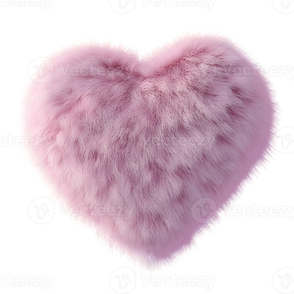Heart-Shaped Faux Fur Cushion 54950012 PNG