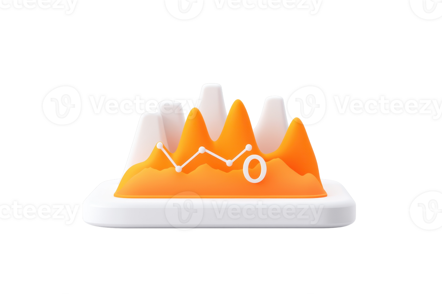 A stylized 3D graph featuring colorful peaks and a line chart ...