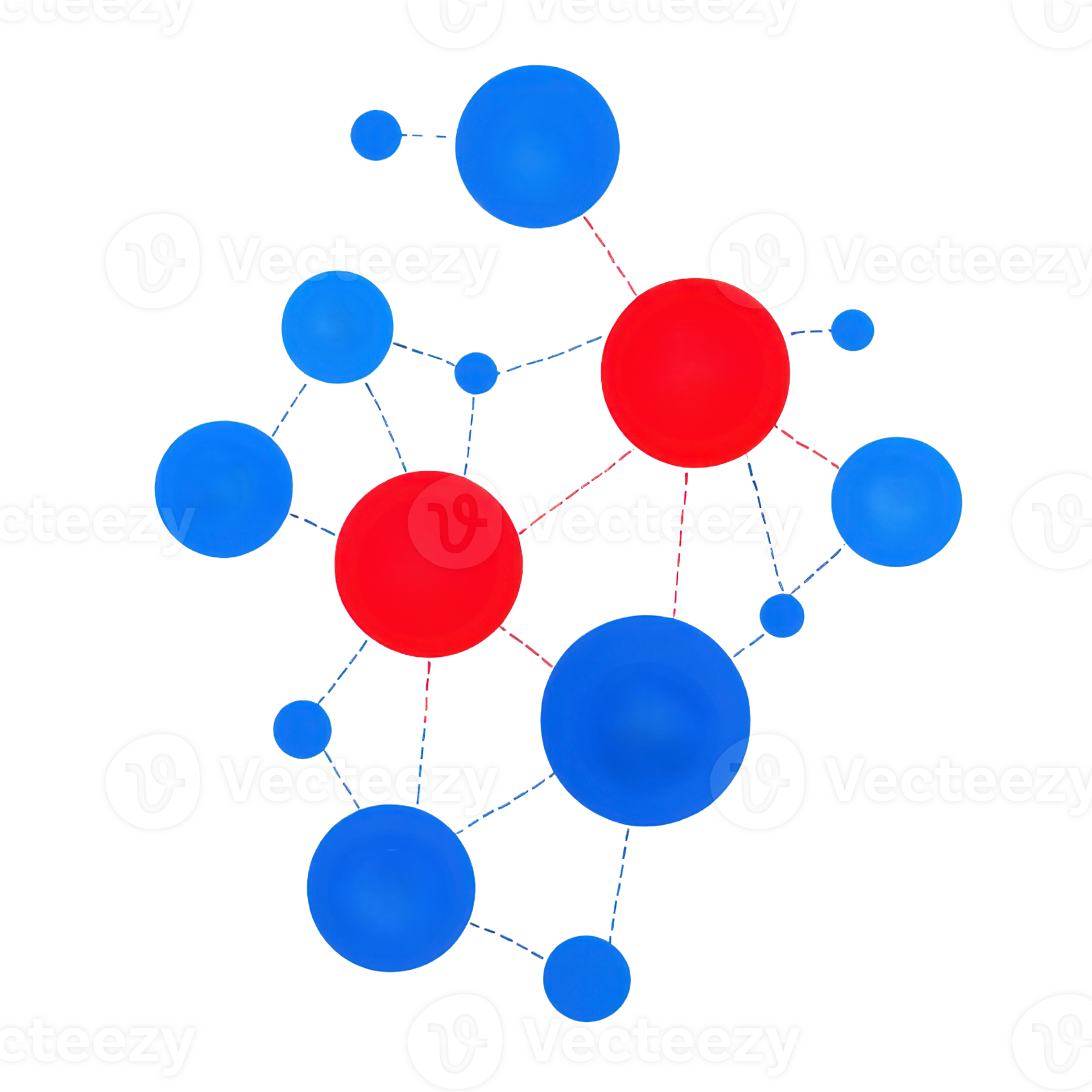 Abstract Network Of Interconnected Nodes Represented By Blue And Red Circles Illustrating