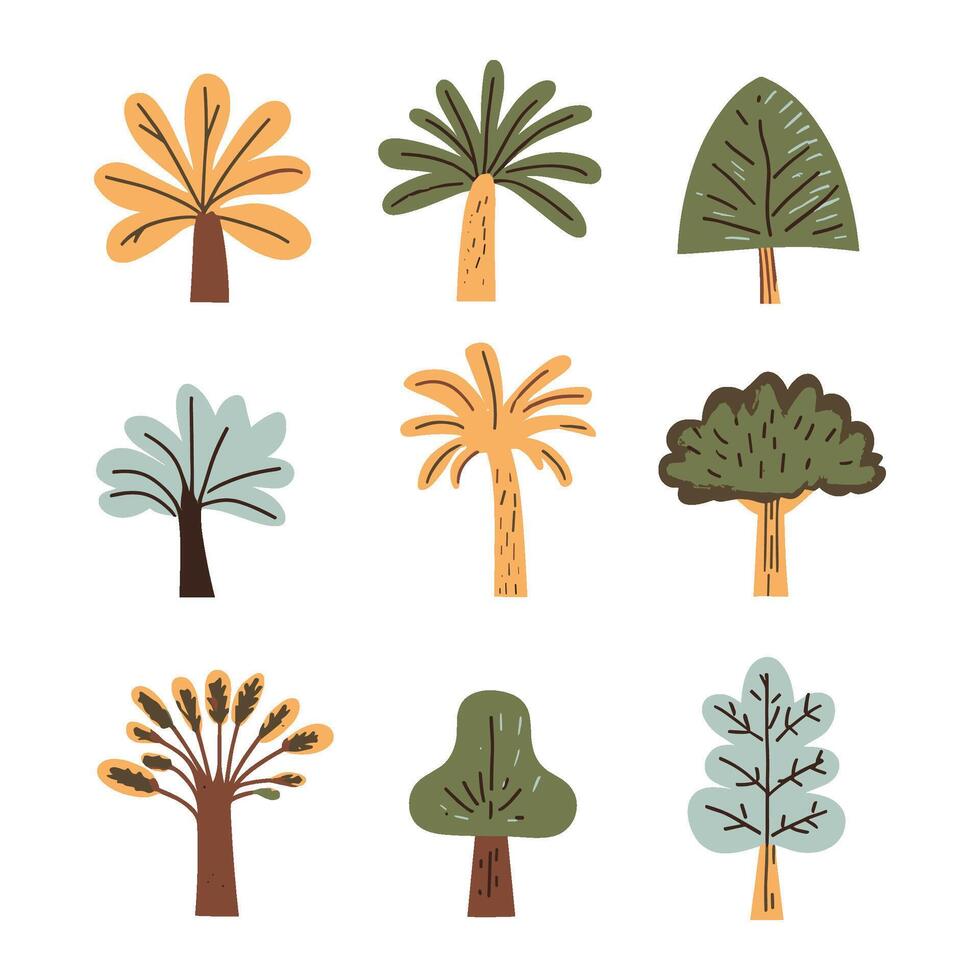 Set of Simple Tree Icons in Minimalistic Style 54978252 Vector Art at ...
