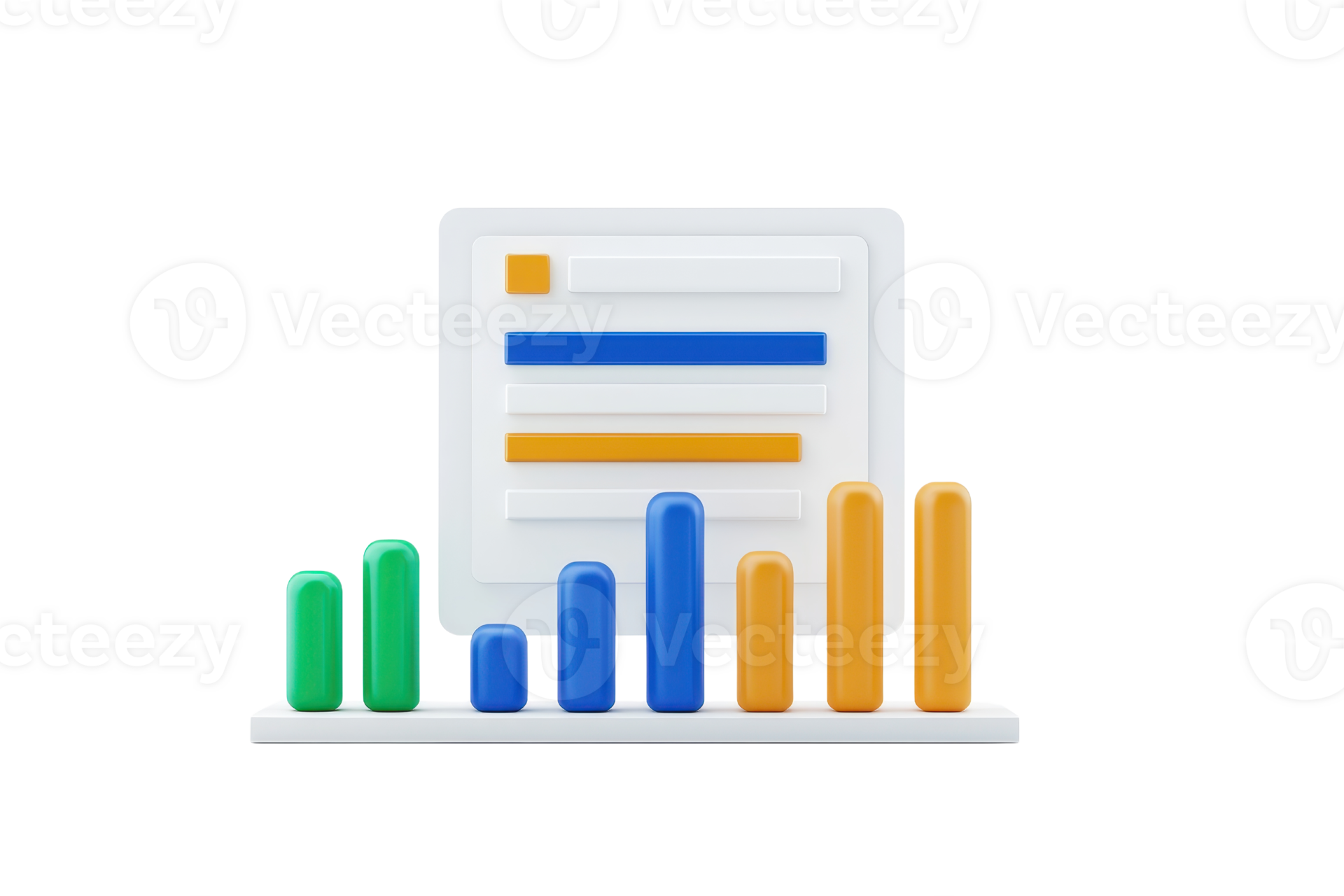 A digital representation of a data chart featuring colorful bars and a ...