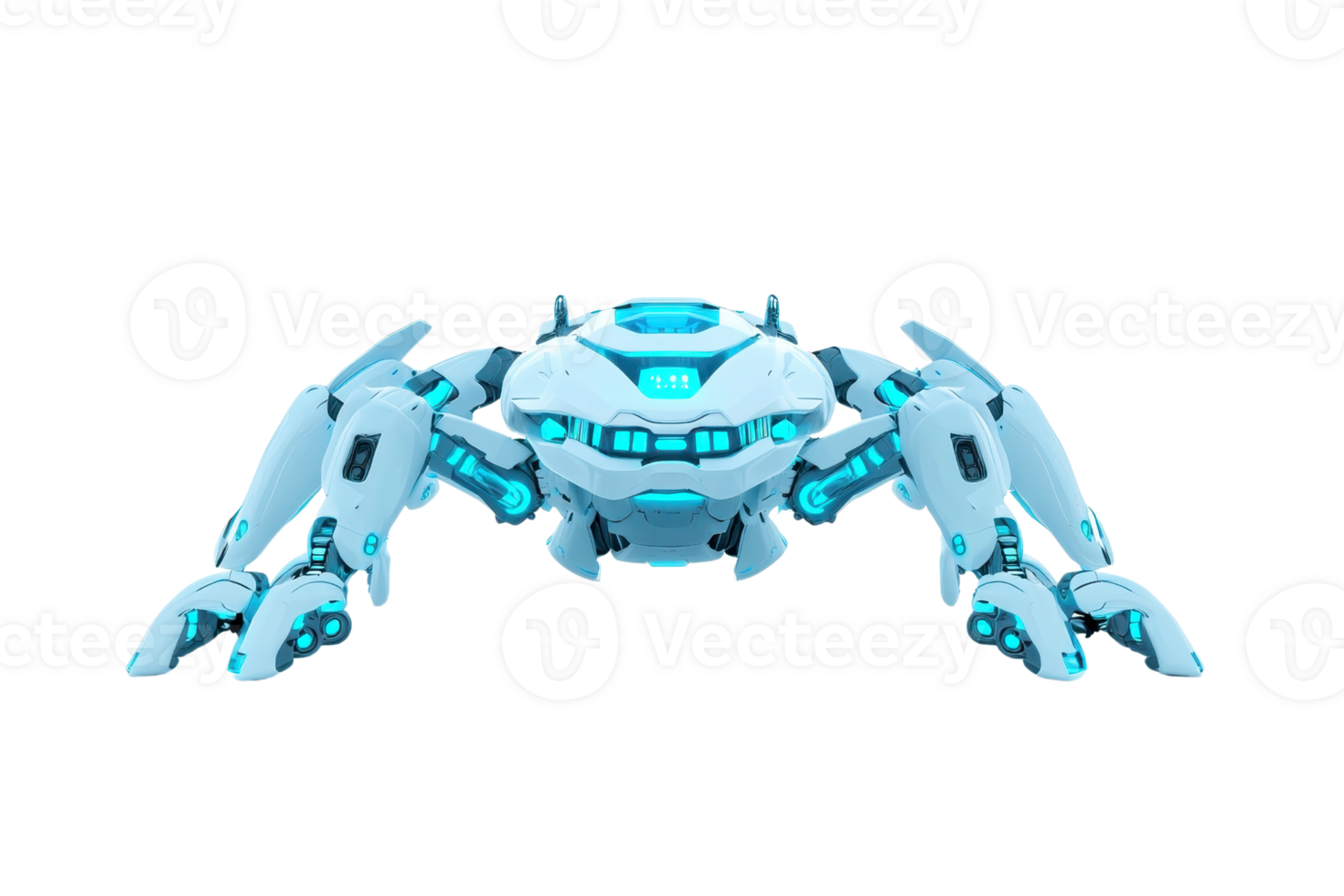 A futuristic robotic creature with multiple articulated legs, featuring a sleek design and ...