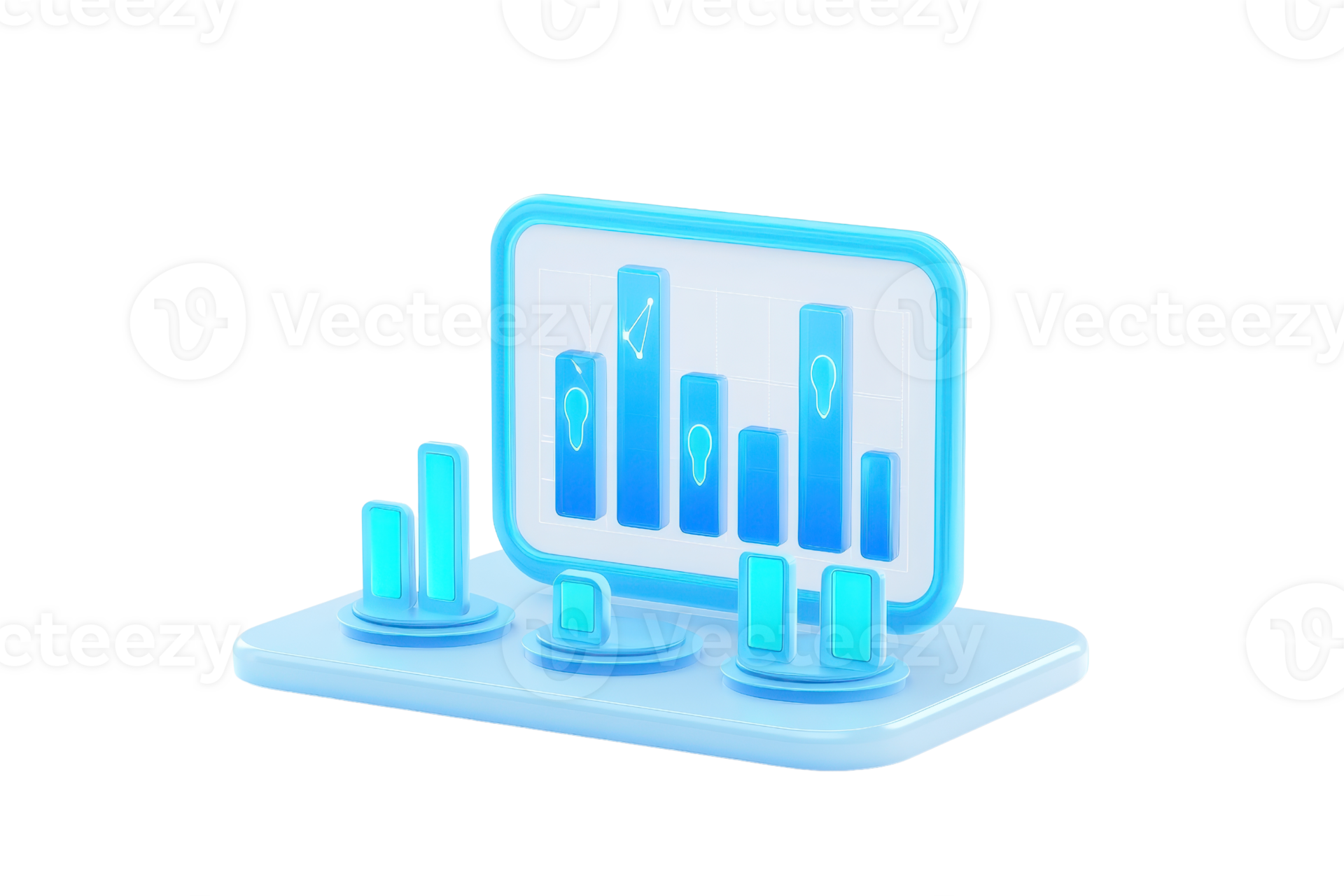 A Glowing Modern Data Visualization Display Featuring Various Bars Representing Statistical