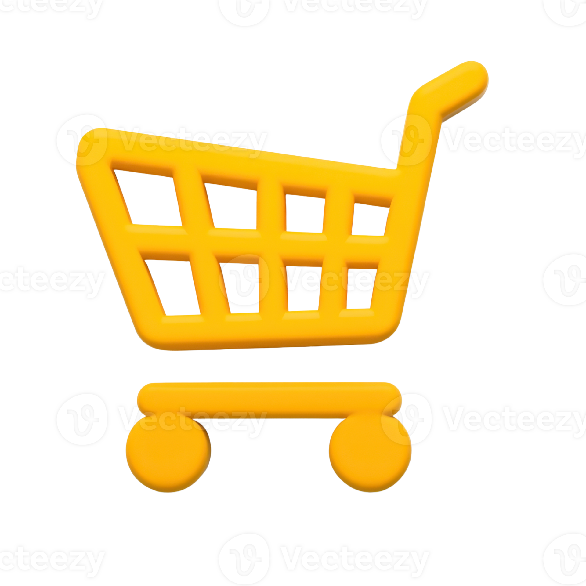 A bright yellow shopping cart icon with a simple design, featuring a ...