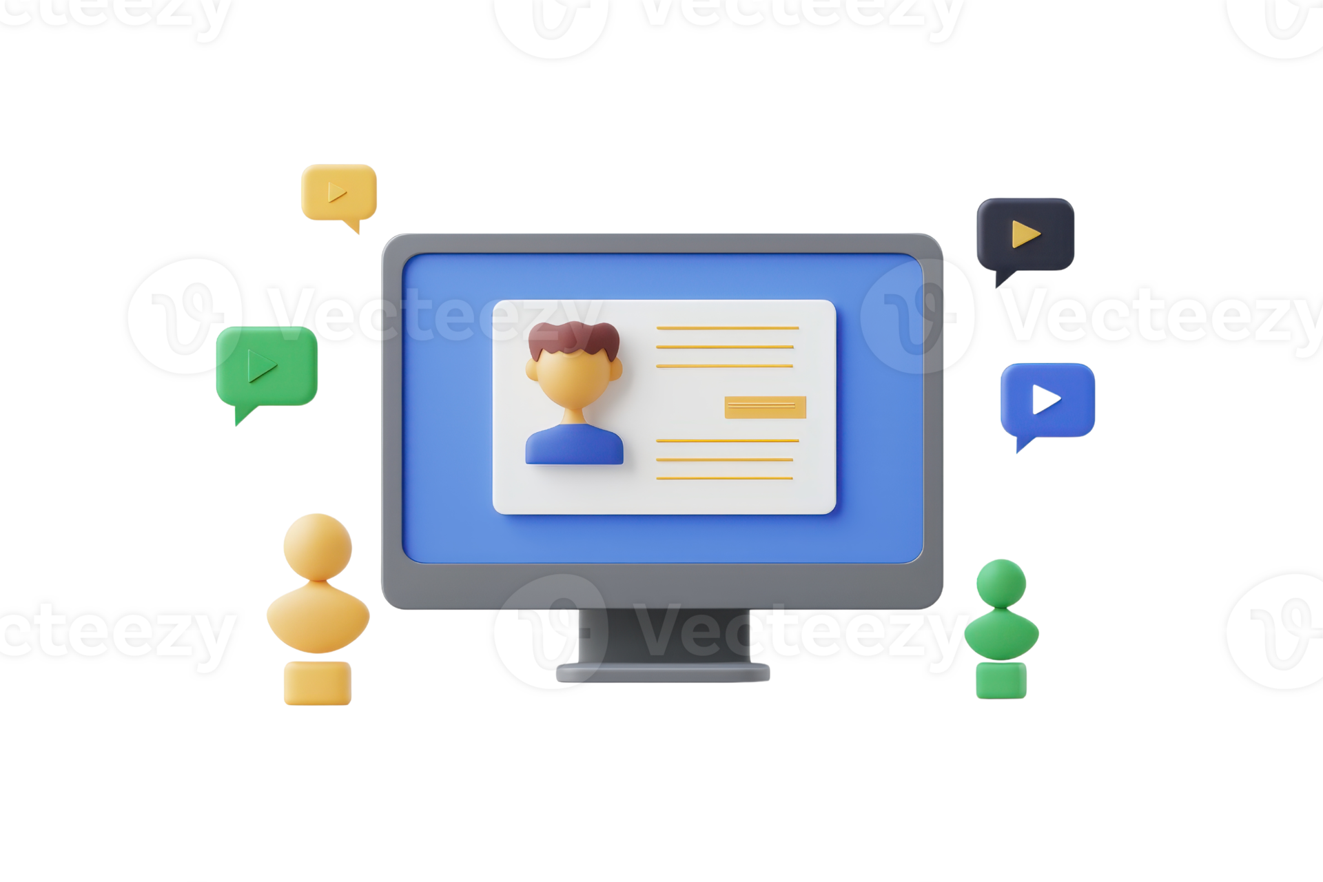 A Computer Screen Displaying A User Profile With Social Interaction Icons Surrounding It