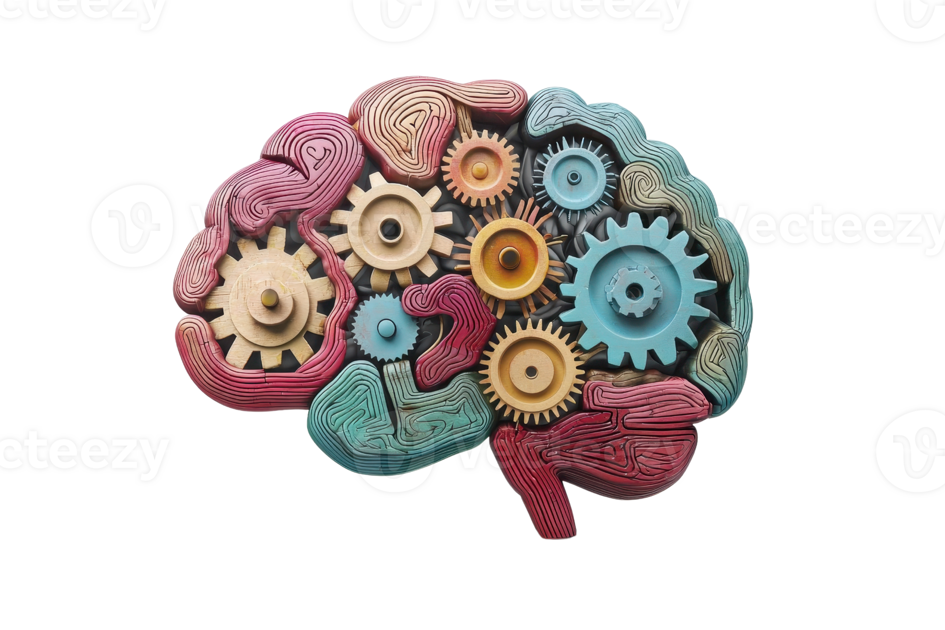 Colorful Brain Model With Gears Symbolizing Creativity Innovation And