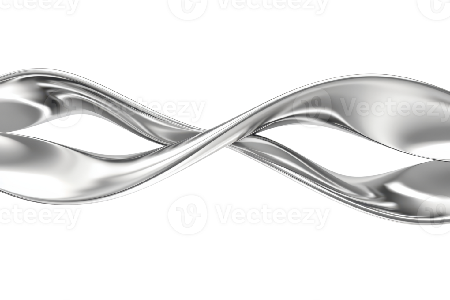 Sleek silver Mobius strip with a reflective surface, creating an ...