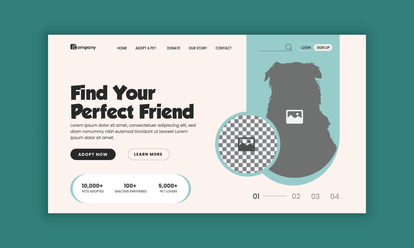 Pet healthcare and adopt website landing page user interface design ...