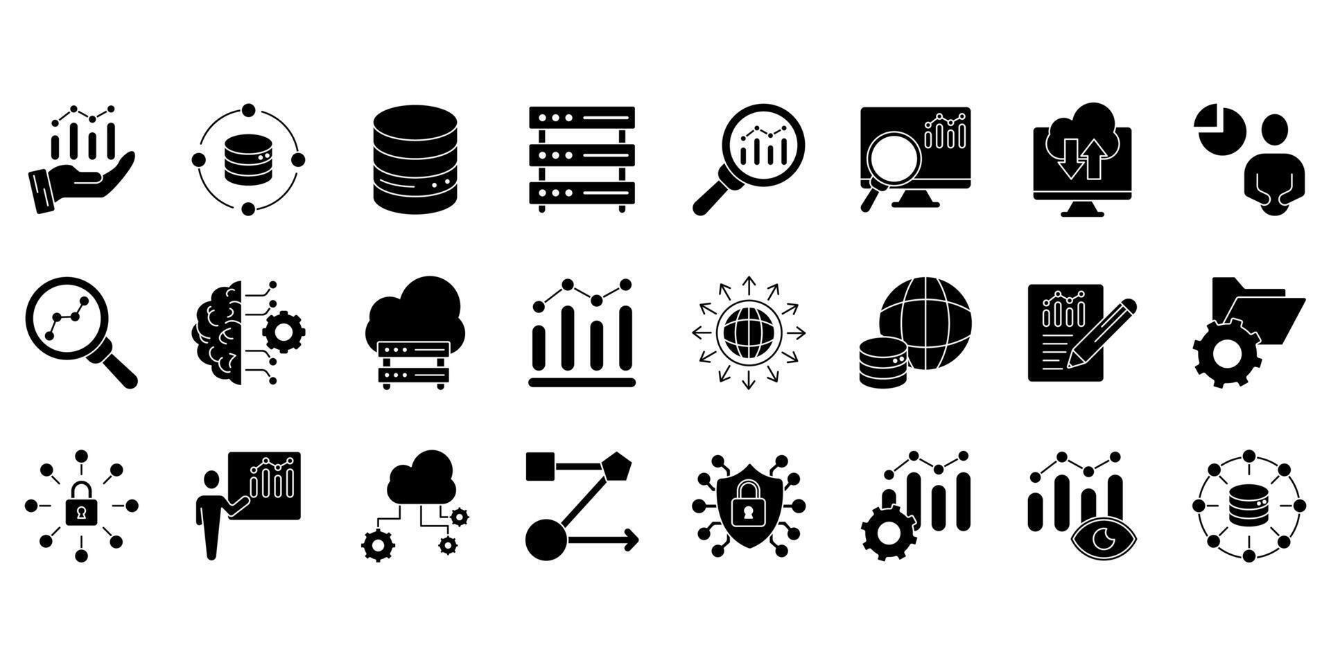 Data analytics. Set of editable stroke icons.Set of Data analytics ...