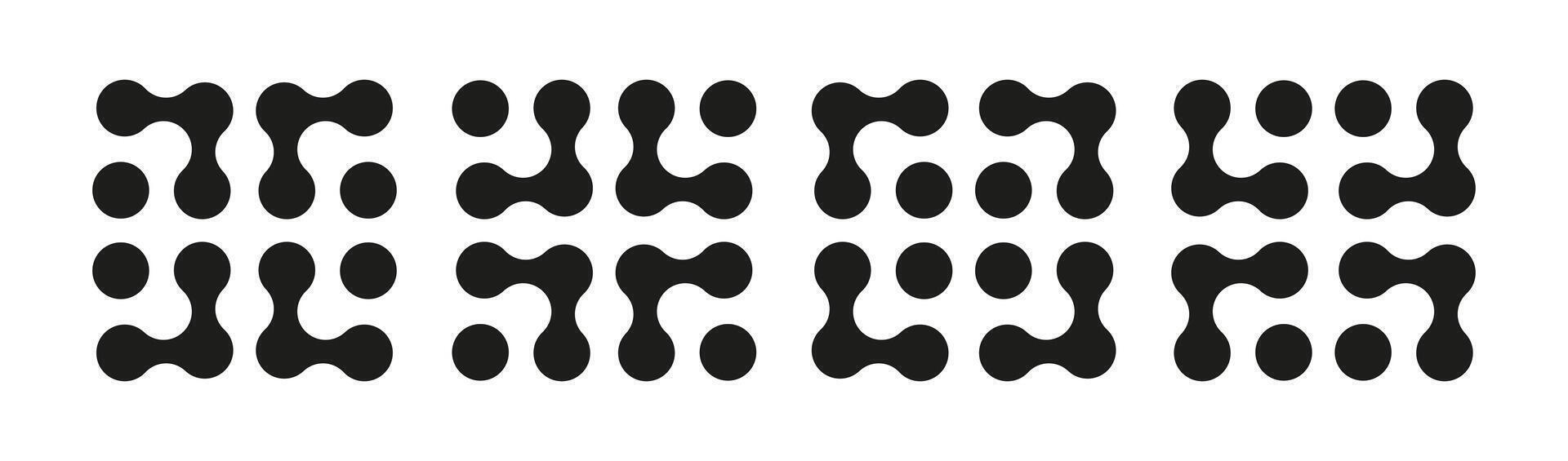 Metaball Icons Set Connected Dots Graphic Signs Circles Simple Patterns Integration Abstract